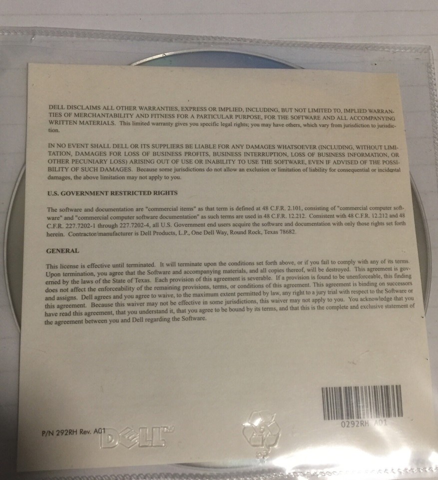 Dell application ADAPTEC Easy CD Creator 4.02d_D5 DirectCD 3.01d_D5 ...