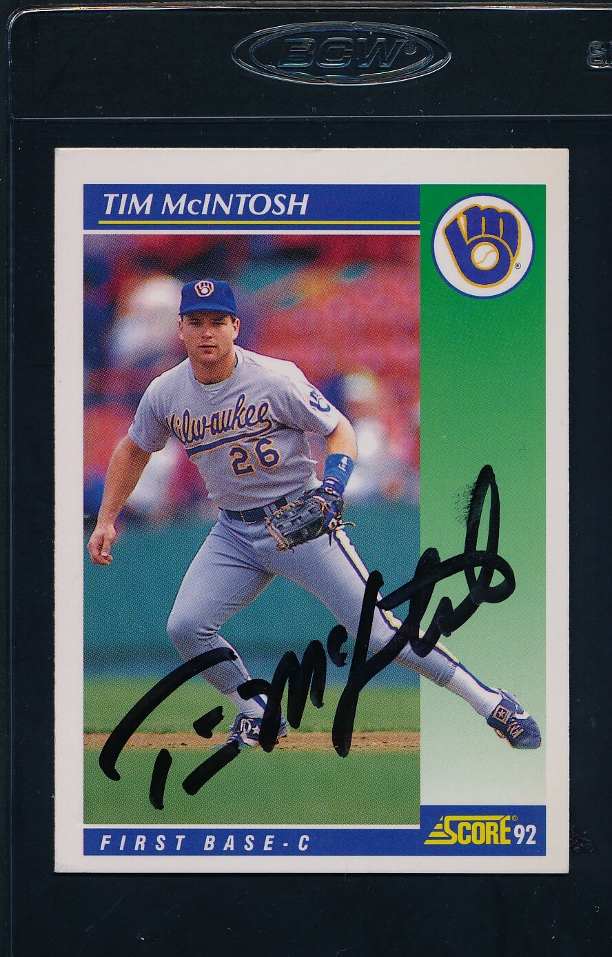 1992 Score #469 Tim McIntosh Brewers Signed Auto *42396 | eBay