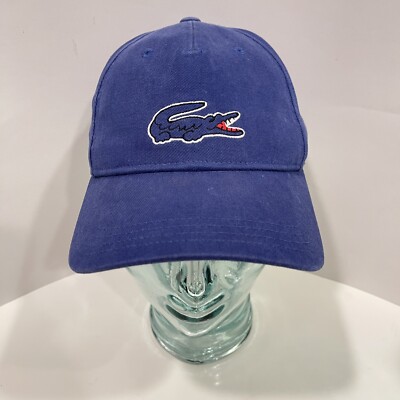 LACOSTE Devanlay Crocodile Logo Adjustable Strap Buckle Cotton Cap Hat ...