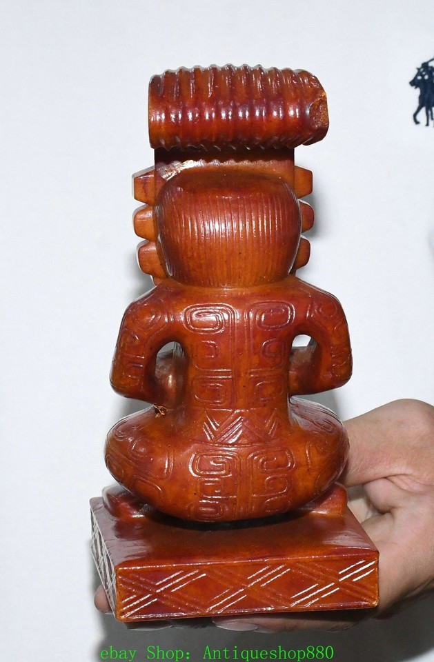 7''Chinese Hongshan Culture Old Jade Carving Sun God Helios Sun-God ...