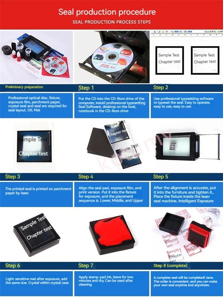 Small Digital Photosensitive Seal Flash Stamp Machine Business Seals ...