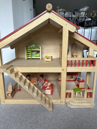 ELC Wooden Dolls House complete with furniture for all rooms and 3 ...