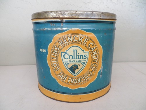 Antique Collins Henke Candy Tin Can San Francisco Large 12"x 10.5" | eBay