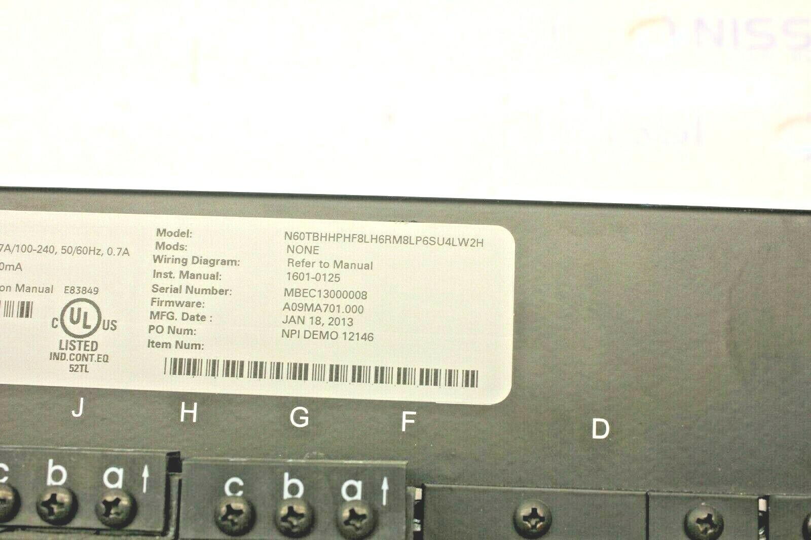 GE MULTILIN N60 N60TBHHPH8LH6RM8LP6SU4LW2H NETWORK STABILITY & SECURITY ...