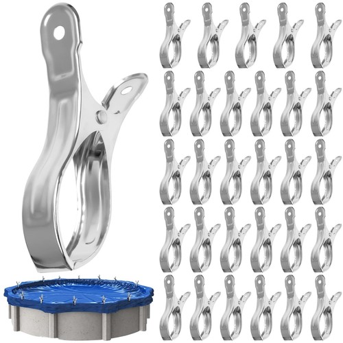 30 Pack 5.1" Stainless Pool Cover Clips for Above Ground Pools, Heavy ...