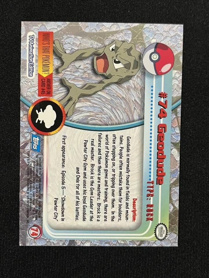 Geodude #74 TOPPS Series 1 Blue Logo Rainbow Foil Pokemon Card LP | eBay