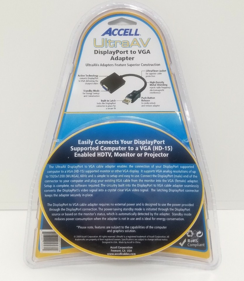 ACCELL ultraav DISPLAY PORT TO VGA | eBay