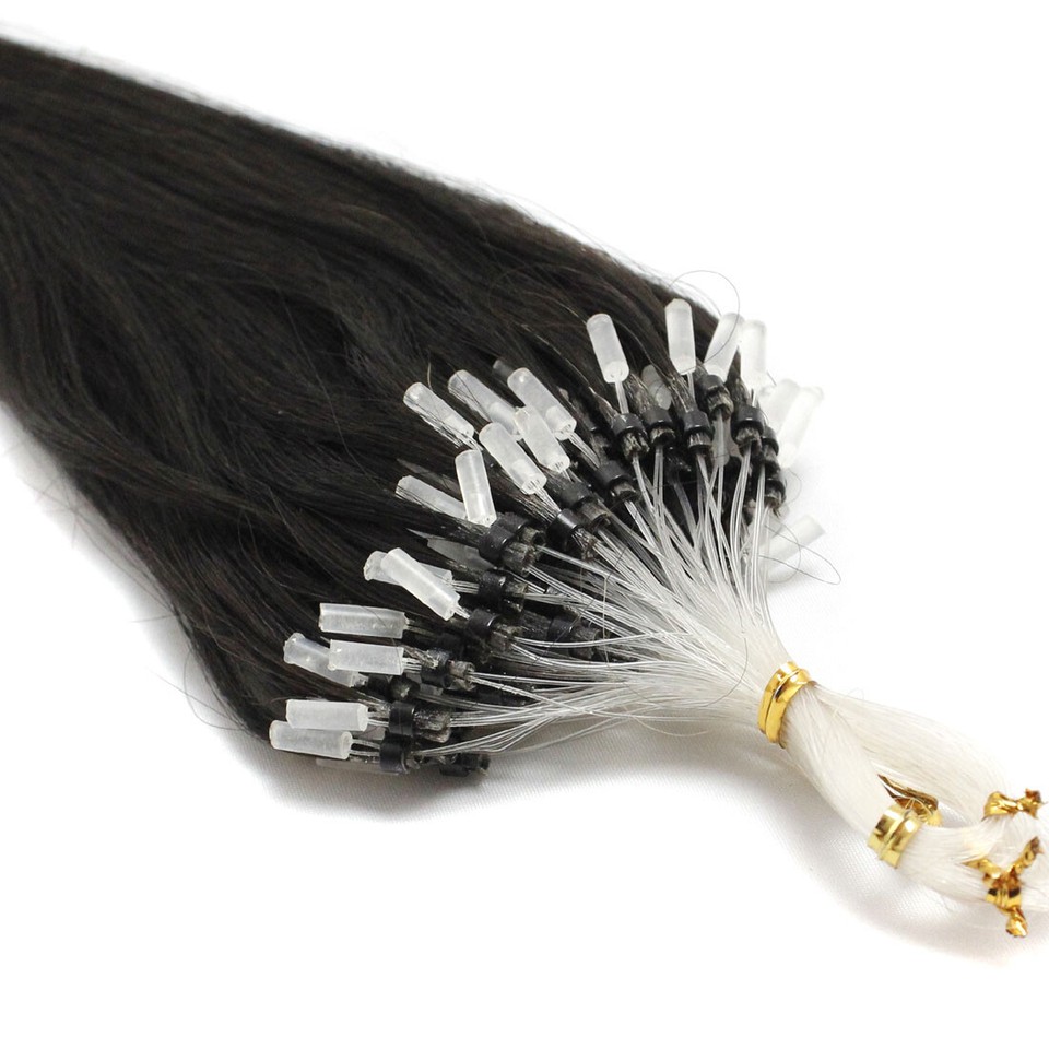 Micro Ring Loop Tip Remy Human Hair Extensions Straight Micro Beads ...