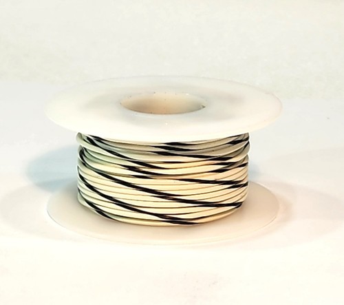 TXL Automotive Hook-up Wire 22 AWG WHITE w/ BLACK STRIPE~ 50 foot spool ...