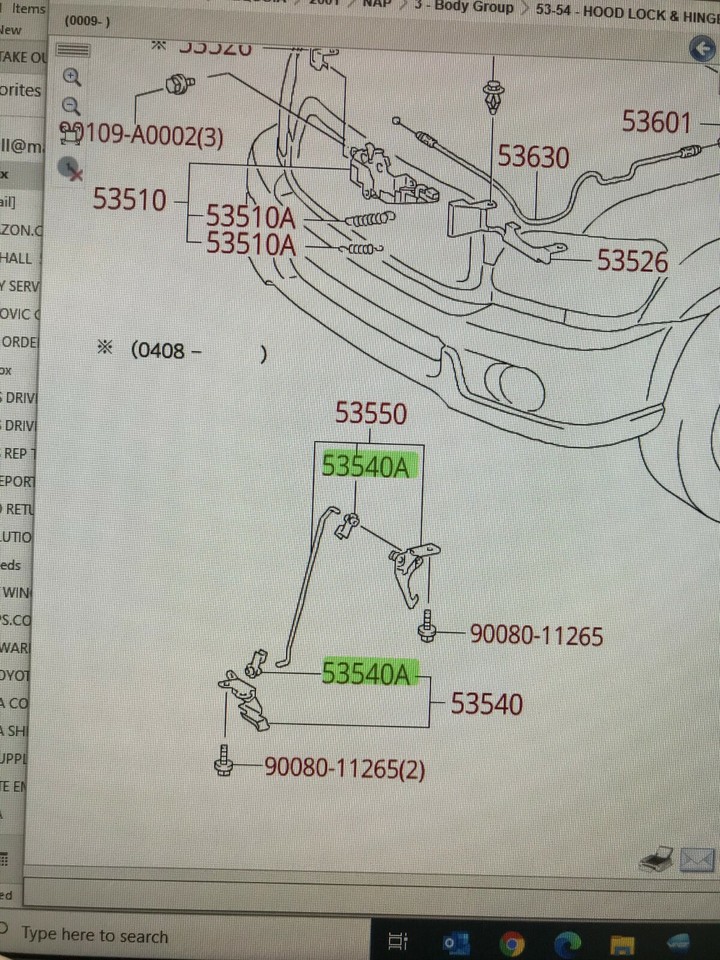 TUNDRA SEQUOIA NEW TOYOTA HOOD SAFETY CATCH LEVER SNAP ROD CLIP 69759 ...