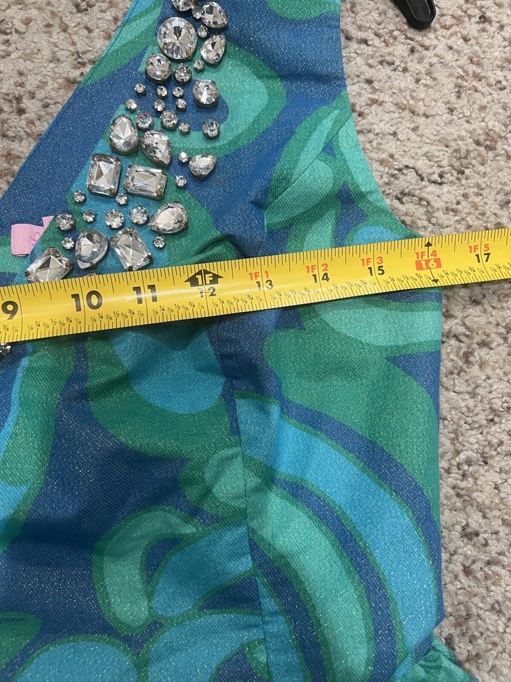 RARE Lilly Pulitzer Metallic Turquoise Teal Green Kaya Pattern ...