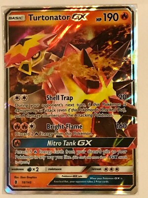Turtonator GX ULTRA RARE 18/145 Pokemon SM Guardians Rising Set HOLO NM ...