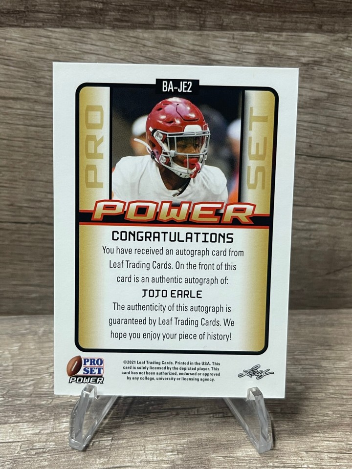 2021 Pro Set Power Autographs Silver #BA-JE2 Jojo Earle Auto TC4350 | eBay