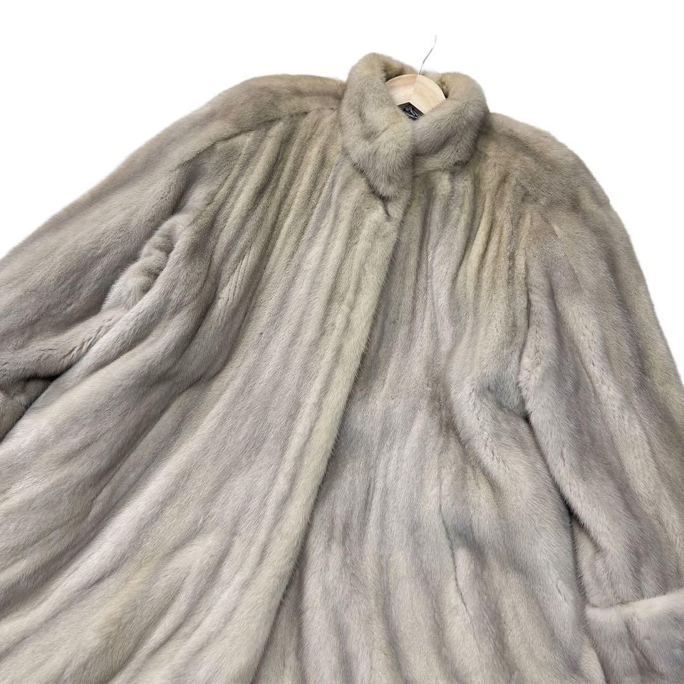 EMBA Sapphire Mink Real Fur Vintage Long Coat Size 2XL Gray from Japan ...