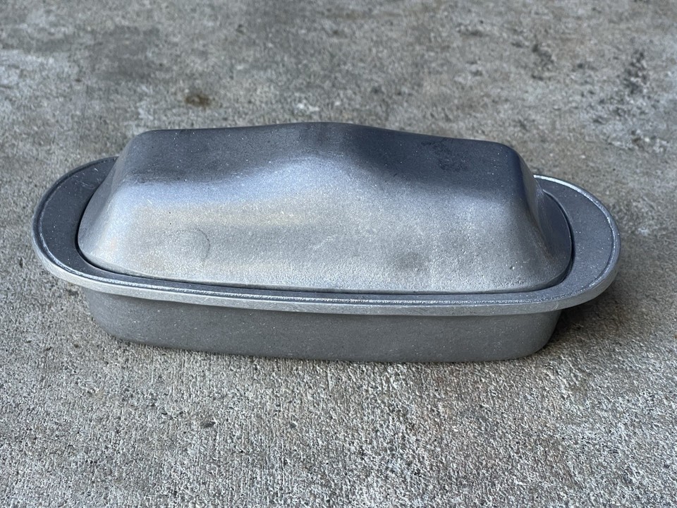Wilton ALUMIMUM Butter Dish W/Lid & Glass Insert Vintage USA colonial ...