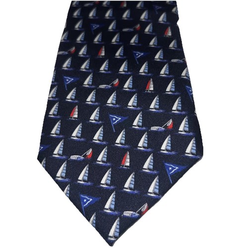 Thatcher Spring Nantucket Yacht Club Men's Tie Blue Silk Nautical Boat ...