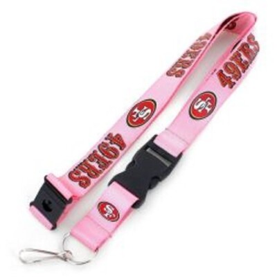 NFL San Francisco 49ers Logo on Pink w/Red Lettering 24" x 1" Lanyard ...