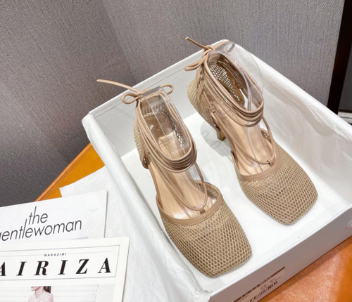 Womens Fashion Sexy Heels Roman Shoes Square Toes Hollow Out Strappy ...