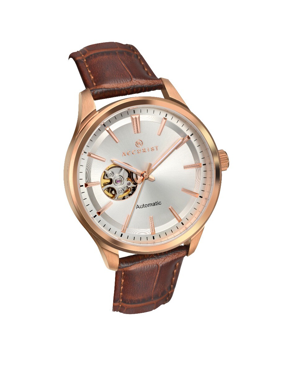 Accurist Mens Automatic Brown Strap and Silver Dial Watch 7702 for sale ...