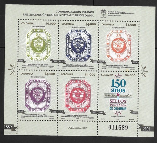 2009 COLOMBIA, FIRST STAMP OF THE GRENADINE CONFEDERATION OF 1859. COAT ...