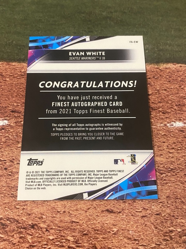 2021 Topps Finest Evan White Auto Green Parallel #/99 Seattle Mariners ...