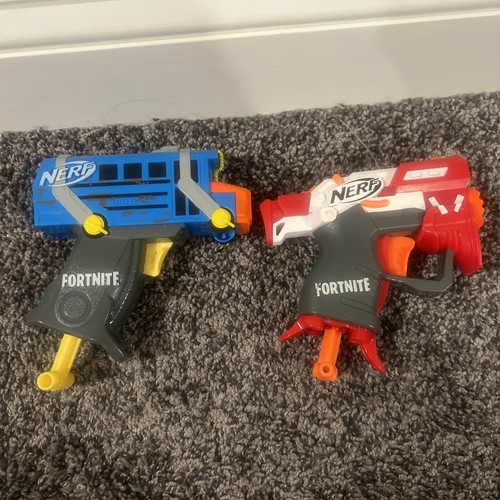 2 FORTNITE NERF Microshots Micro Shots Dart Blaster Battle Bus Pistol ...