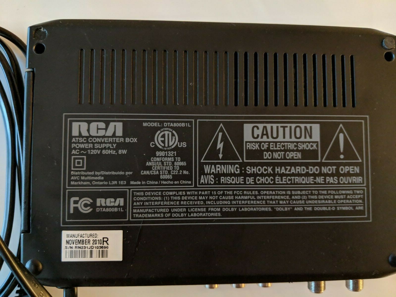 RCA DTA800B1 Digital to Analog TV Converter Box with Remote | eBay