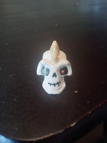 Lego Skull Mohawk Head Eye Patch Metal Rivets Spiked Hair Pirate Fits ...
