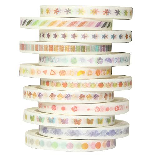Skinny Basic Washi Tape Set 12 Rolls Decorative Tapes 5MM Wide A 12 ...