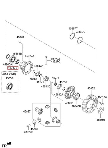 Genuine/OEM 458293B200 BEARING-TRANSFER DRIVEN GEAR for Hyundai Santa ...
