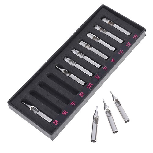 11 Pcs Tattoo Stainless Steel Nozzle Tips Tubes Set Kit For Tattoo ...