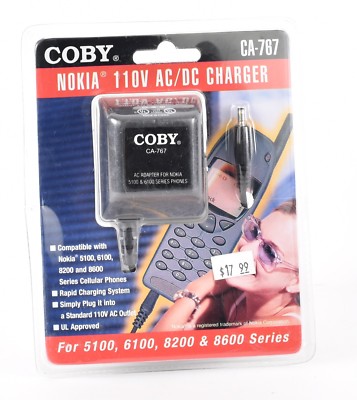 Coby CA-767 for Nokia 5100 6100 8200 8600 Phone 110V AC/DC Charger C9 ...