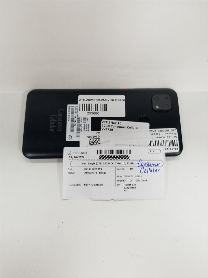 ZTE ZMax 10 32GB Black Z6250CC (Consumer Cellular) Android Smartphone ...