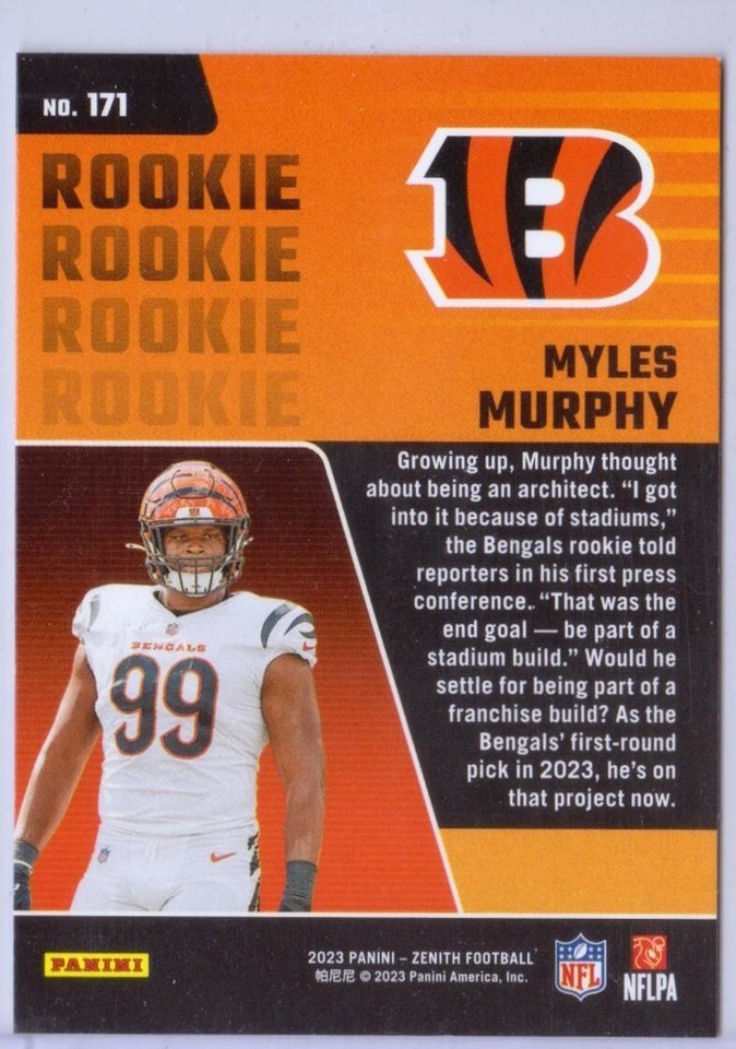 2023 Zenith #171 Myles Murphy RC - Cincinnati Bengals | eBay