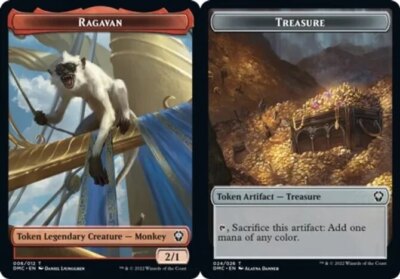 MTG-4x-Near Mint, English-Ragavan // Treasure Double-sided Token ...