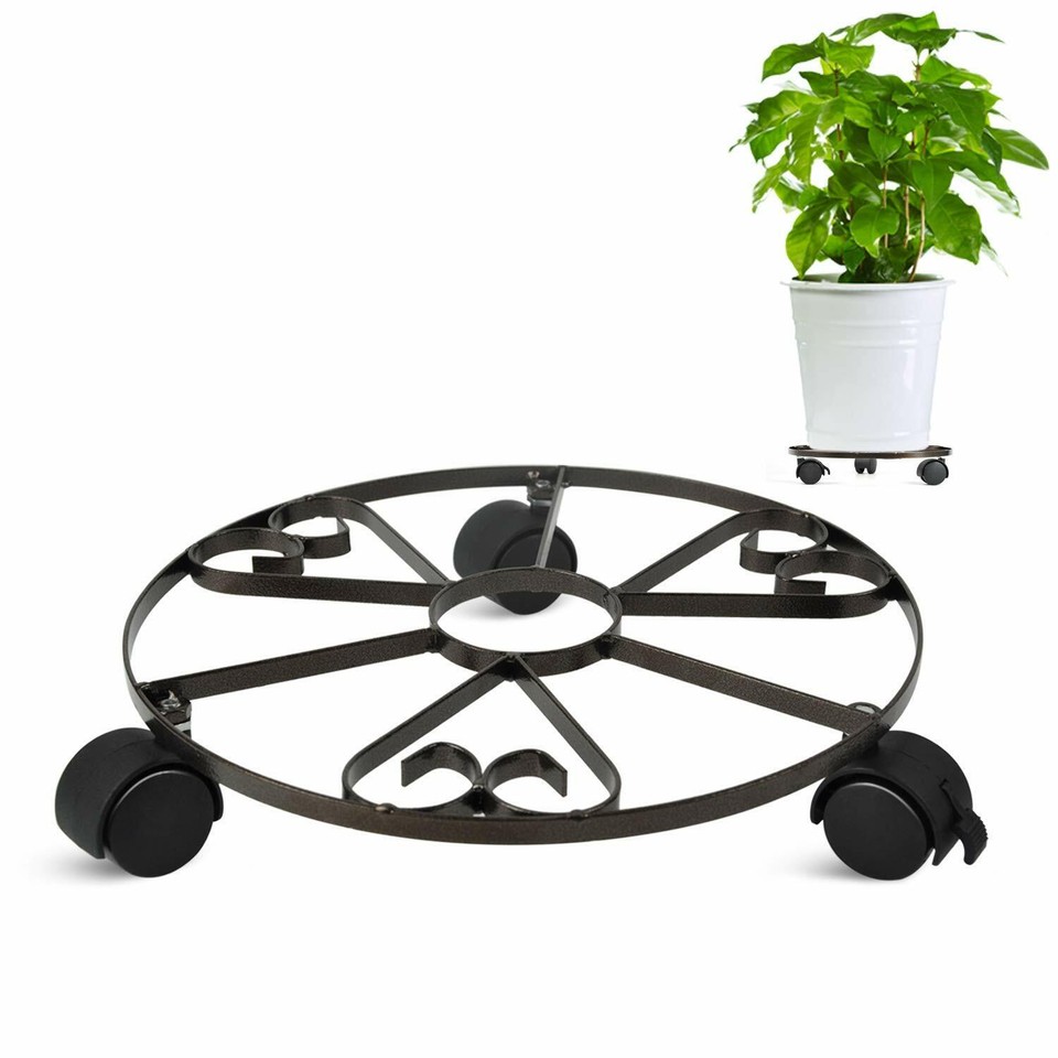 Movable Flower Stand with Wheel Plant Planter Trolley Rolling Home ...