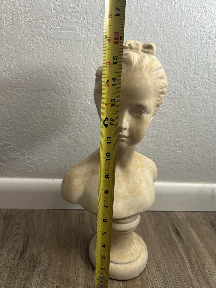 Vintage Classic Plaster Bust of a Young Woman With Bow Antique ...