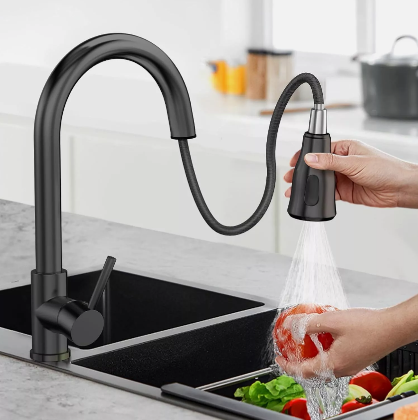360° Kitchen Sink Mixer Taps Pull Out Spout Spray Single Lever Mono Tap ...