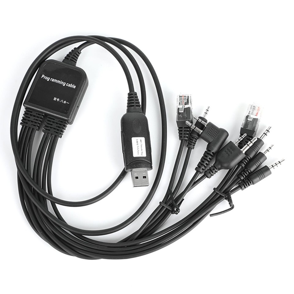 8in1 USB Programming Cable Cord Wired For Baofeng Motorola Kenwood HYT ...