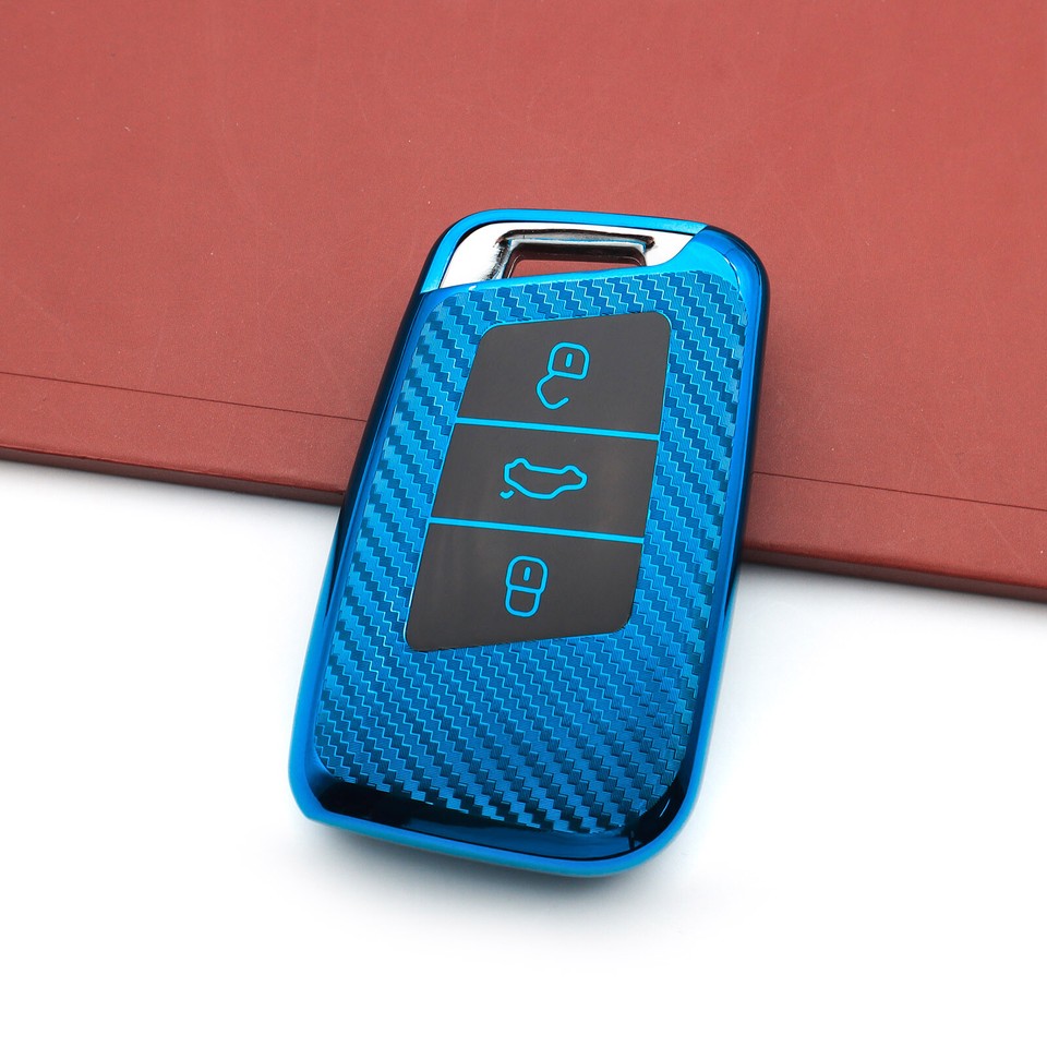 TPU Carbon Fiber Car Remote Smart Key Fob Case Cover For VW Arteon ...