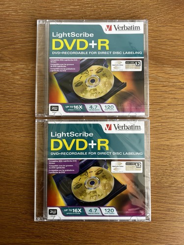 2x Verbatim Lightscribe DVD+R recordable DVDs for Direct Labelling ...