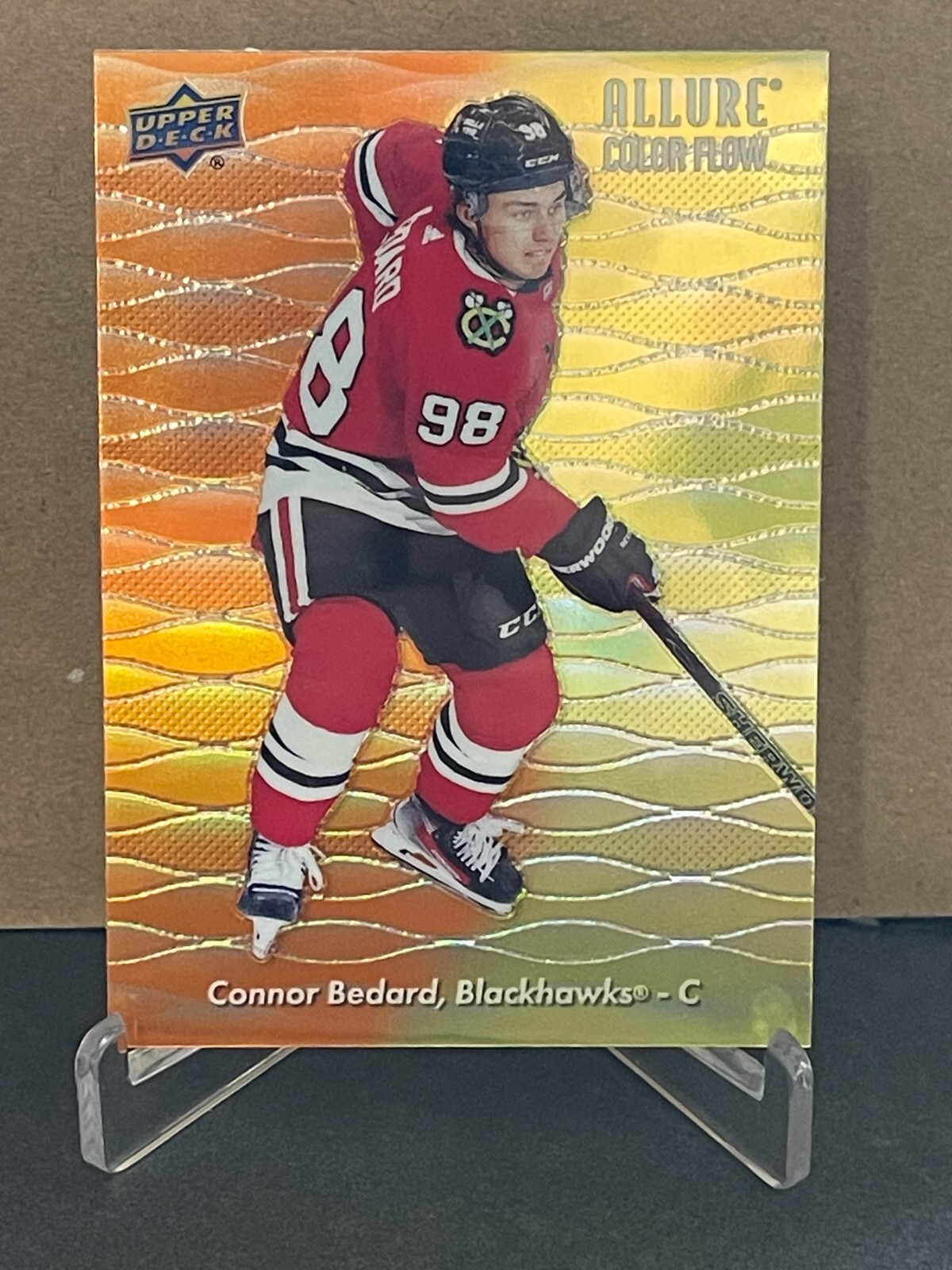 2023-24 UD Allure Color Flow Orange-Yellow Connor Bedard #CF-16 Chicago ...
