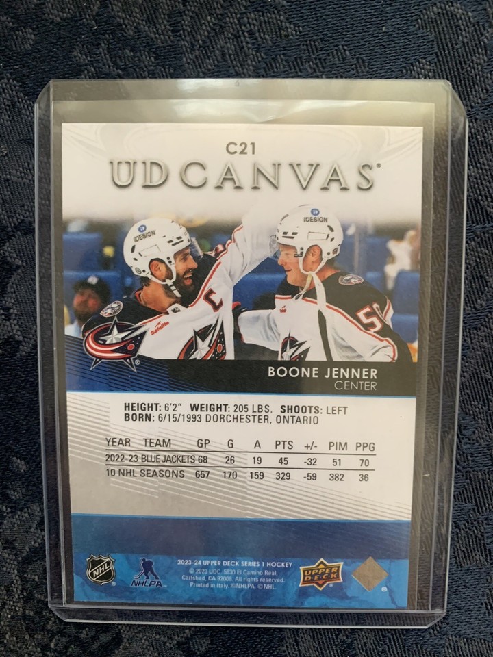 BOONE JENNER 2023-24 Upper Deck Series 1 UD Canvas Insert Card C21 SP ...