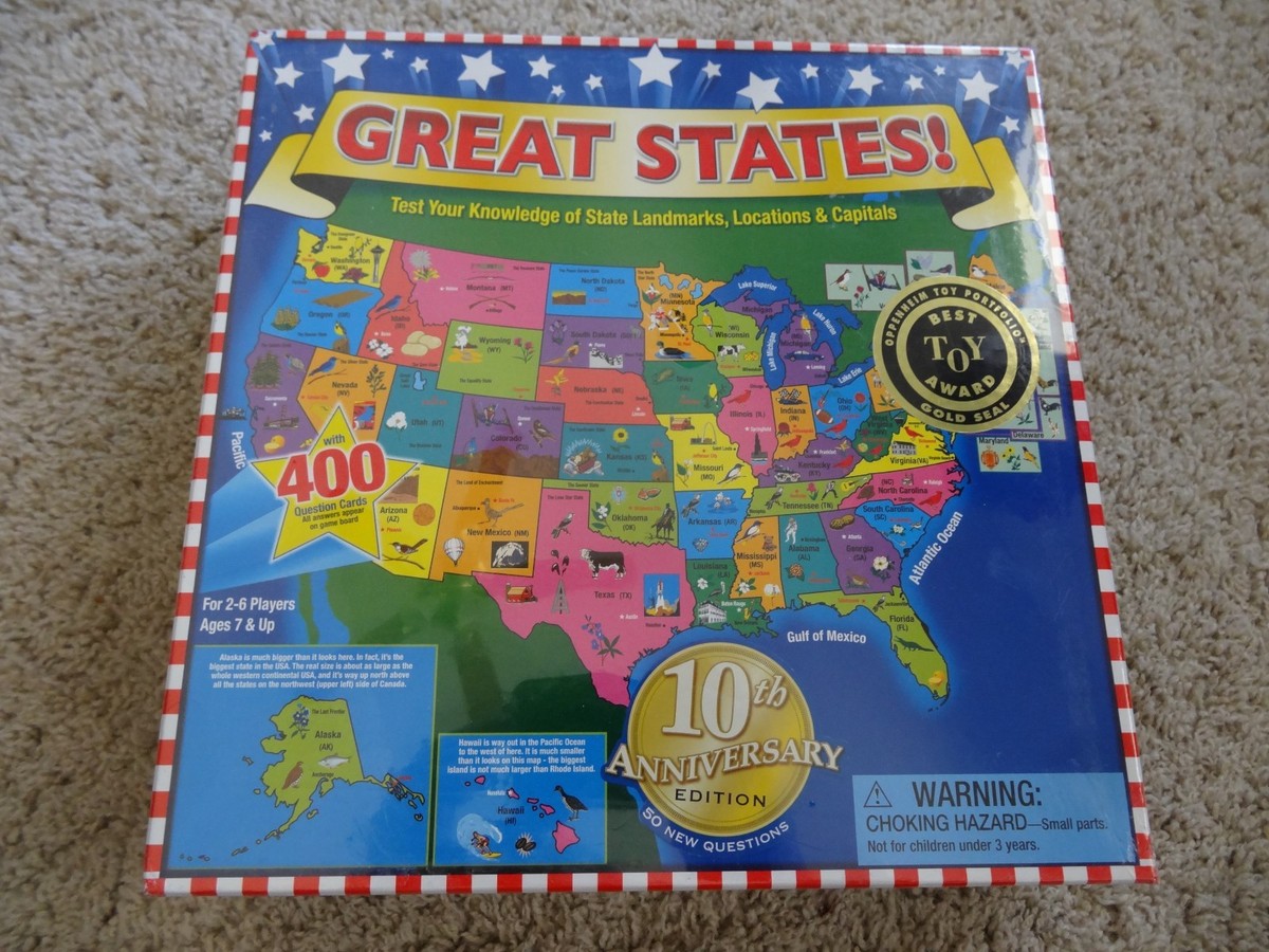 Great States Cards State Game Great States Board Game 1999 Award