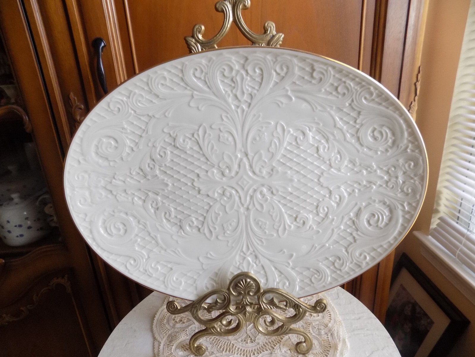 Lenox Serving Platter Gold Trim Large Oval 16.5" x 11.5" White | eBay