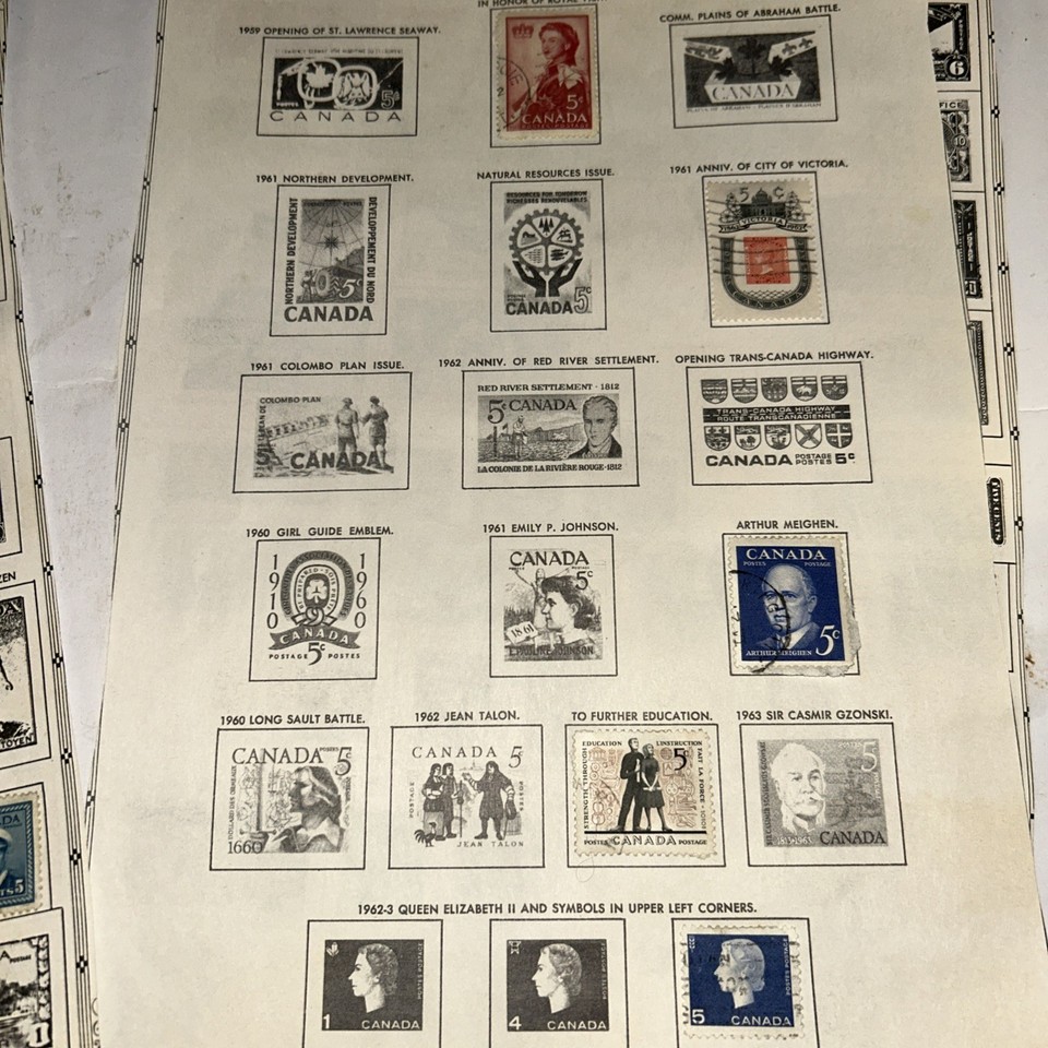 Old Canada Postage Stamps Mounted On 5 Album Pages | eBay