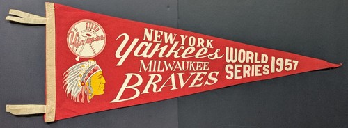 1957 New York Yankees Milwaukee Braves World Series Full Size Pennant ...