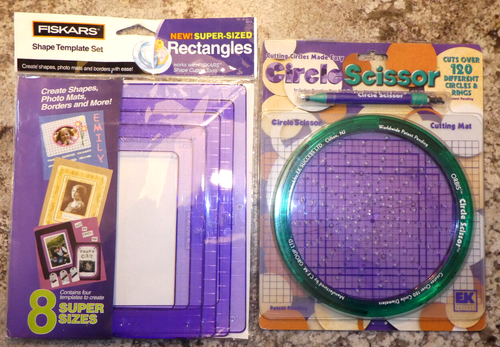 LOT of 2 Fiskars Shape Template Set Rectangles & Circle Scissors ...