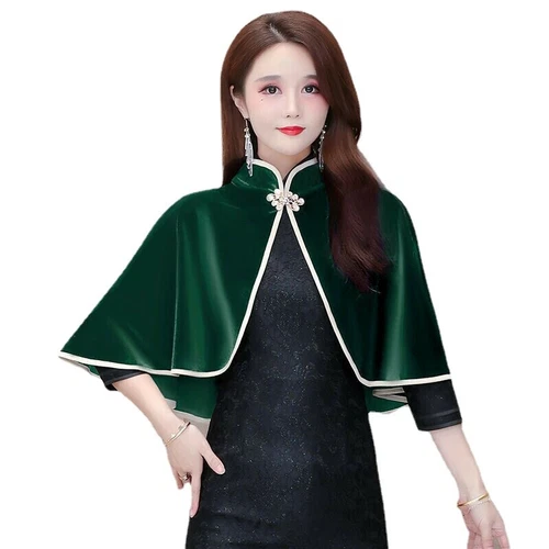 Women Velvet Capelet Shrug Bolero Cheongsam Cloak Formal Evening ...
