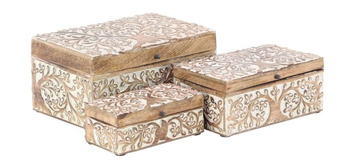 Mango Wood Floral Decorative Box Decorative Keepsake Boxes with Hinged ...